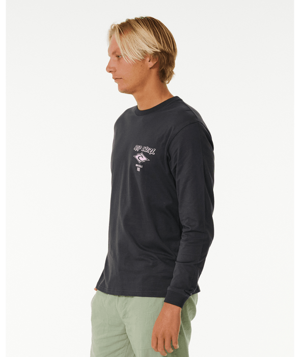 Rip Curl Fade Out Icon L/S Tee-Black/Purple — REAL Watersports