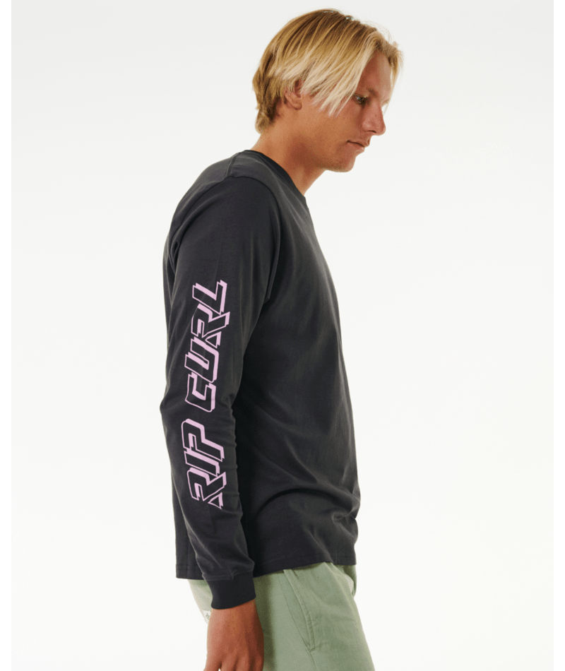 Rip Curl Fade Out Icon L/S Tee-Black/Purple — REAL Watersports