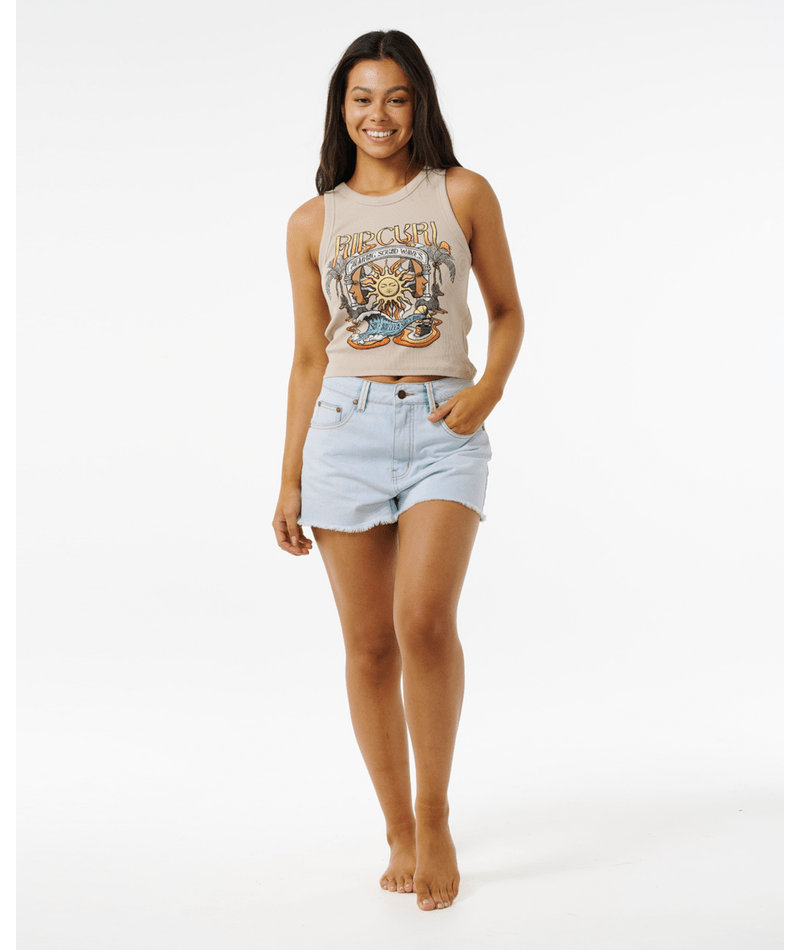Rip Curl Sound Wave Ribbed Tank-Natural — REAL Watersports