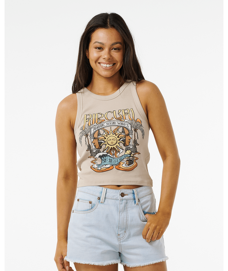 Rip Curl Sound Wave Ribbed Tank-Natural — REAL Watersports