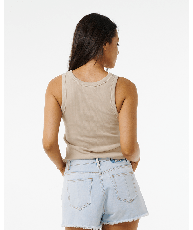 Rip Curl Sound Wave Ribbed Tank-Natural — REAL Watersports
