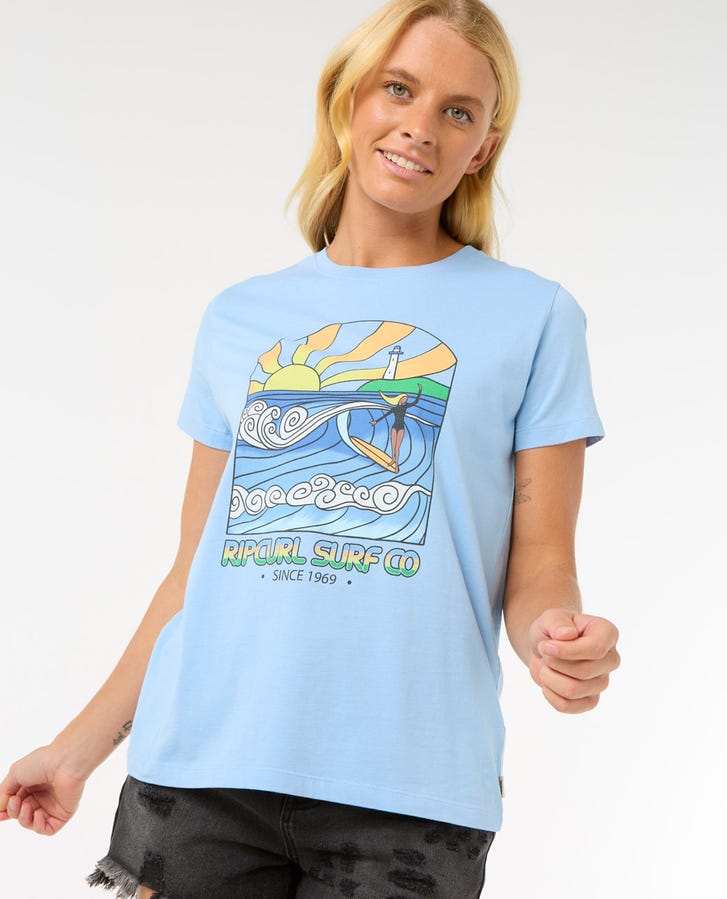 Rip Curl Stringers Standard Tee-Mid Blue — REAL Watersports
