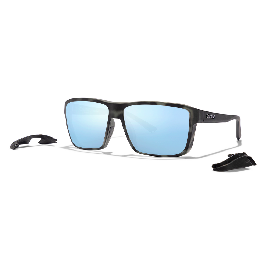 Cordina Lowlander Glass Sunglasses-Matte Black Tort/Blue Mirror Polar ...