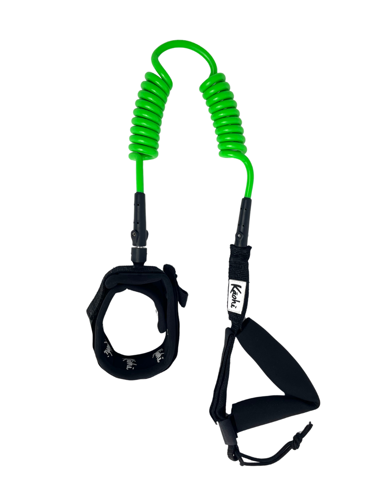 Kaohi Double Coil Ankle Leash-Green-6' x 8mm — REAL Watersports
