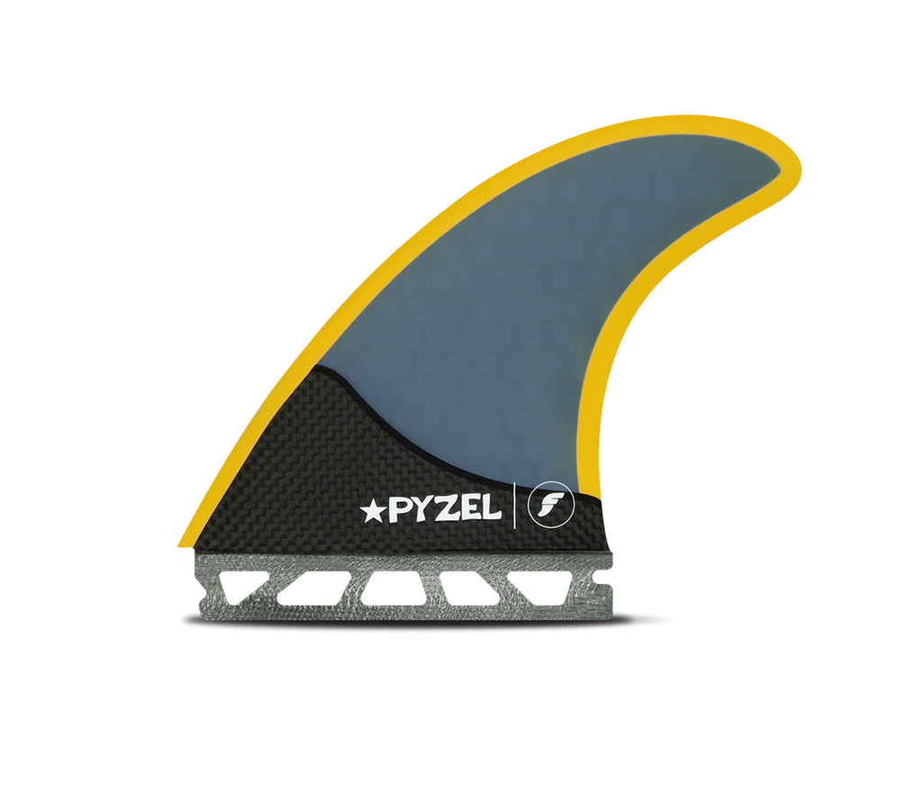 Futures Pyzel Honeycomb/Carbon Tri Fin Set-Blue/Yellow-Large — REAL ...