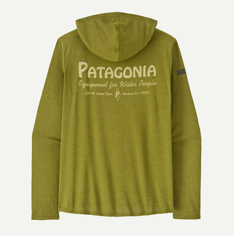 Patagonia x REAL Cap Cool Daily Hooded L/S Shirt-Graze Green X-Dye ...