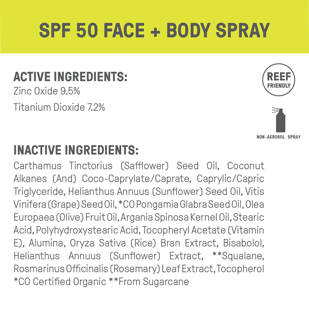 Raw Elements Face + Body SPF 50 Spray (2 oz) — REAL Watersports