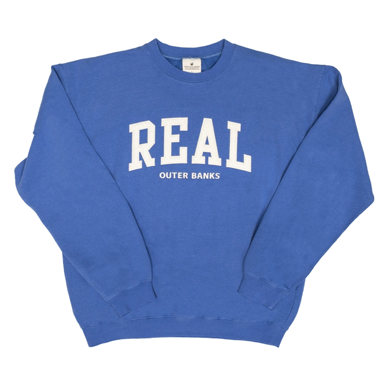 REAL Block Letters Applique Crew Sweatshirt-Peri — REAL Watersports