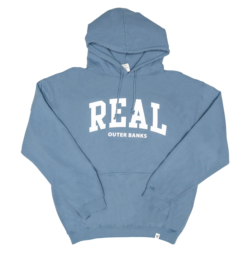 REAL Block Letters Hooded Sweatshirt-Denim — REAL Watersports