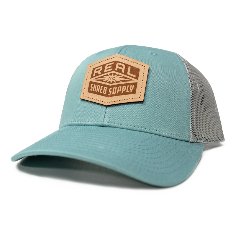 REAL Shred Supply Leather Badge Hat-Smoke Blue/Aluminum — REAL Watersports