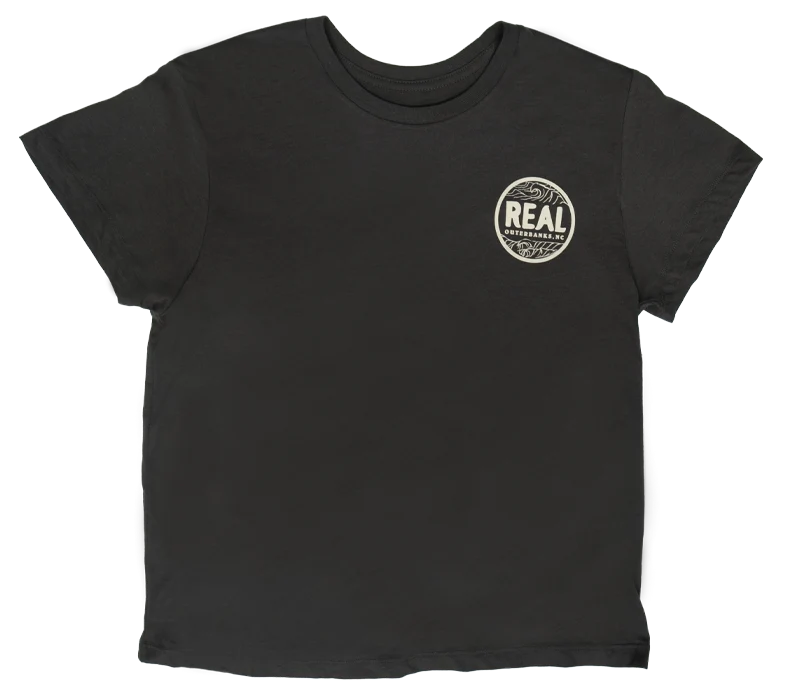 REAL Outer Banks Map Wmn's Boyfriend Tee-Vintage Black — REAL Watersports