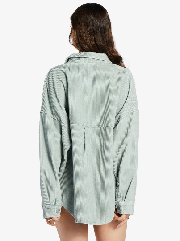 Roxy Kick Back Washed Cord L/S Shirt-Blue Surf — REAL Watersports