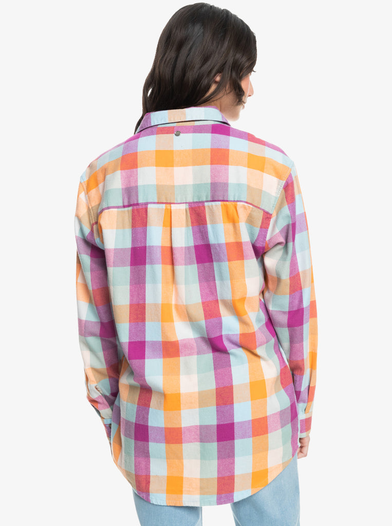 Roxy Let It Go Flannel L/S Shirt-Blue Surf Plaidodo — REAL Watersports
