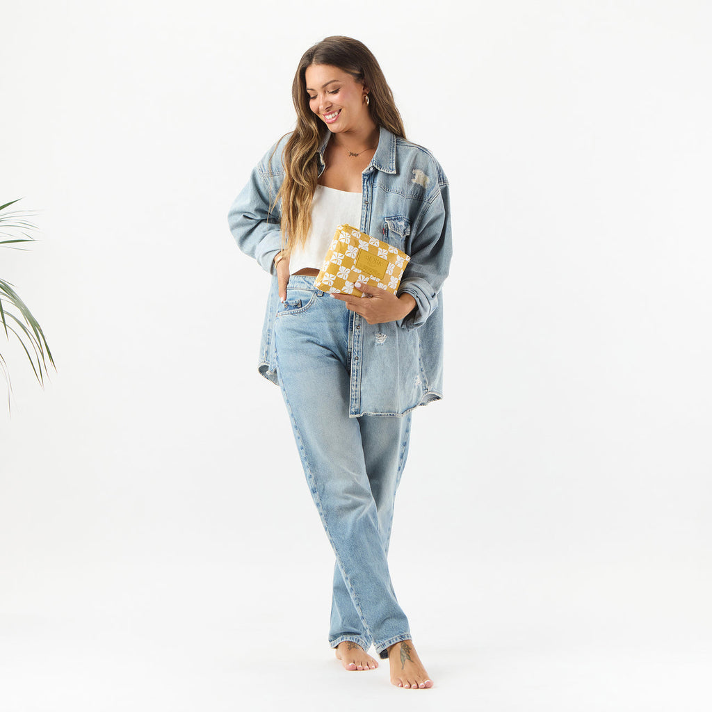 Aloha Collection Pua Check Small Pouch-Hot Mustard — REAL Watersports