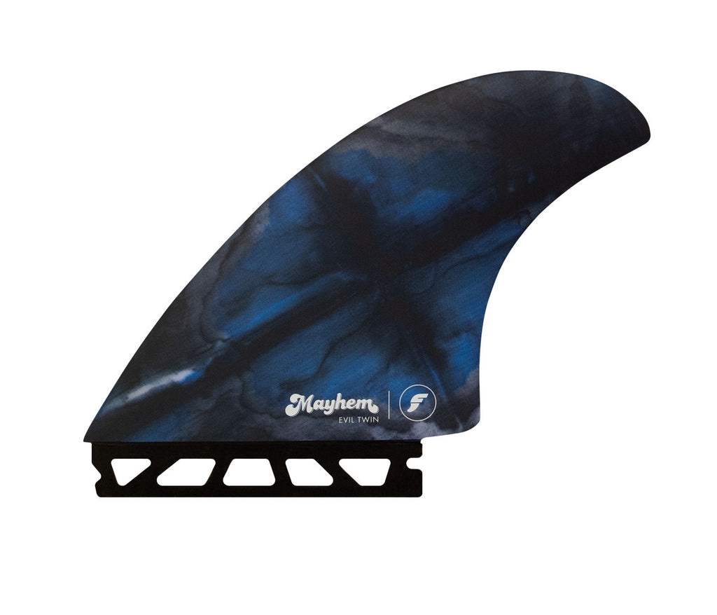 Futures Mayhem Evil Twin +1 Fin Set-Blue/Black-Large — REAL Watersports