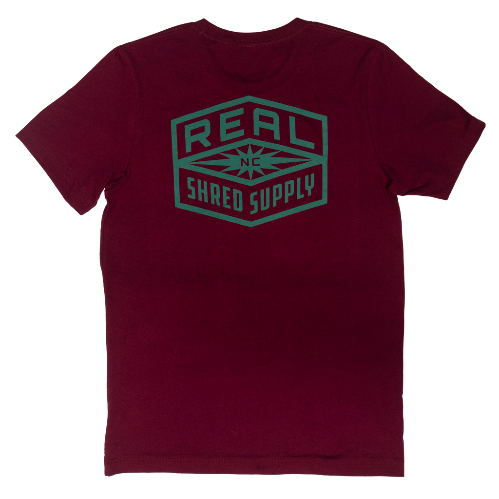 REAL Shred Supply Tee-Maroon — REAL Watersports