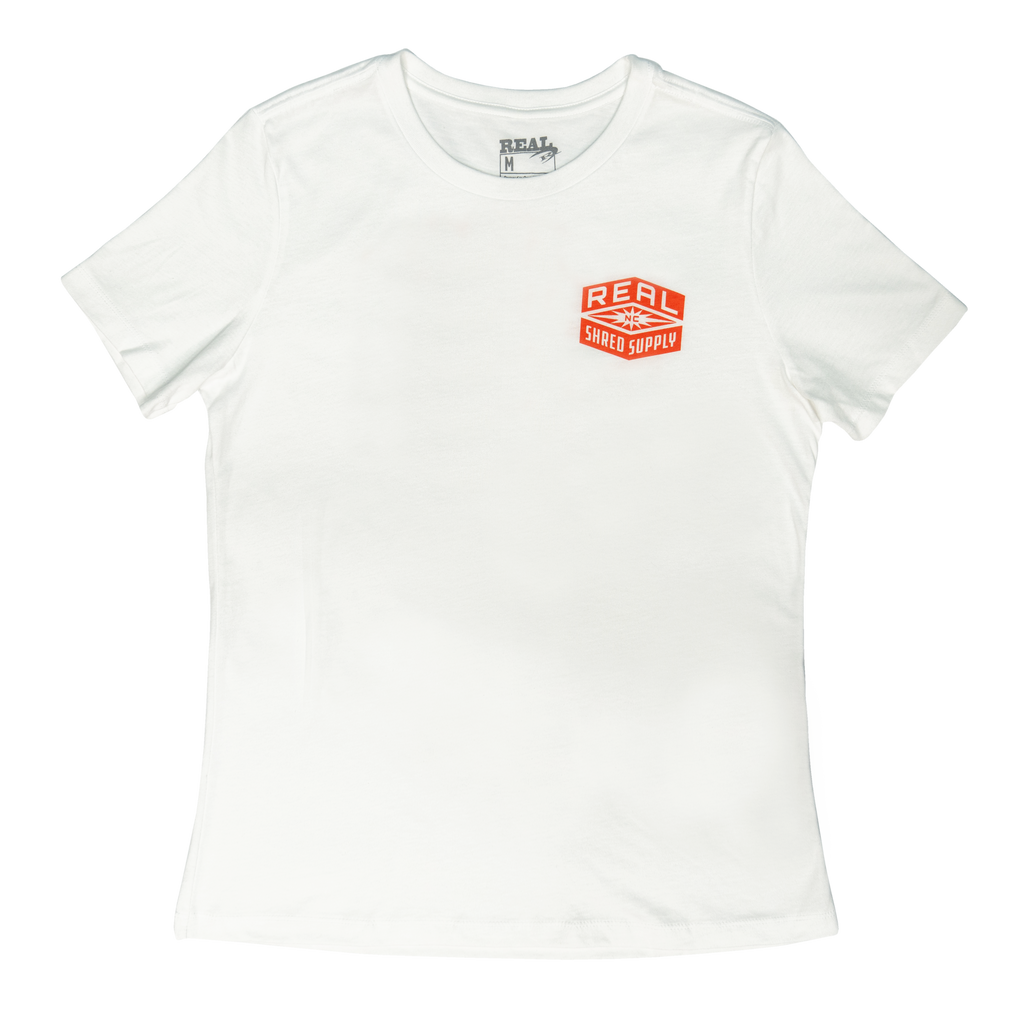 REAL Wmn's Shred Supply Tee-White — REAL Watersports